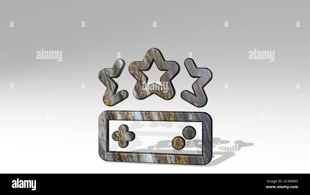 VIDEO GAME WII RATING made by 3D illustration of a shiny metallic ...