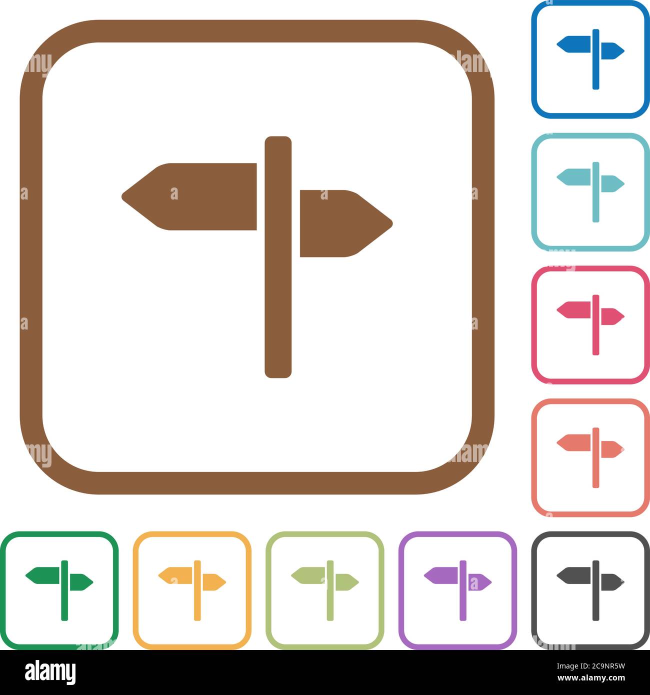 Signpost simple icons in color rounded square frames on white background Stock Vector Image ...