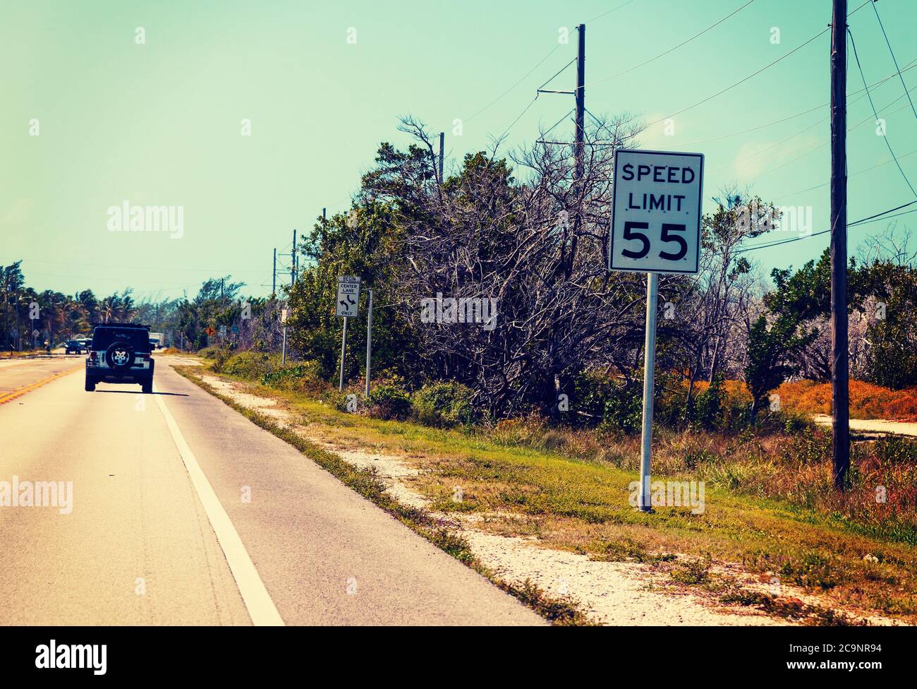 55 Mph speed limit road sign in Florida, USA Stock Photo - Alamy