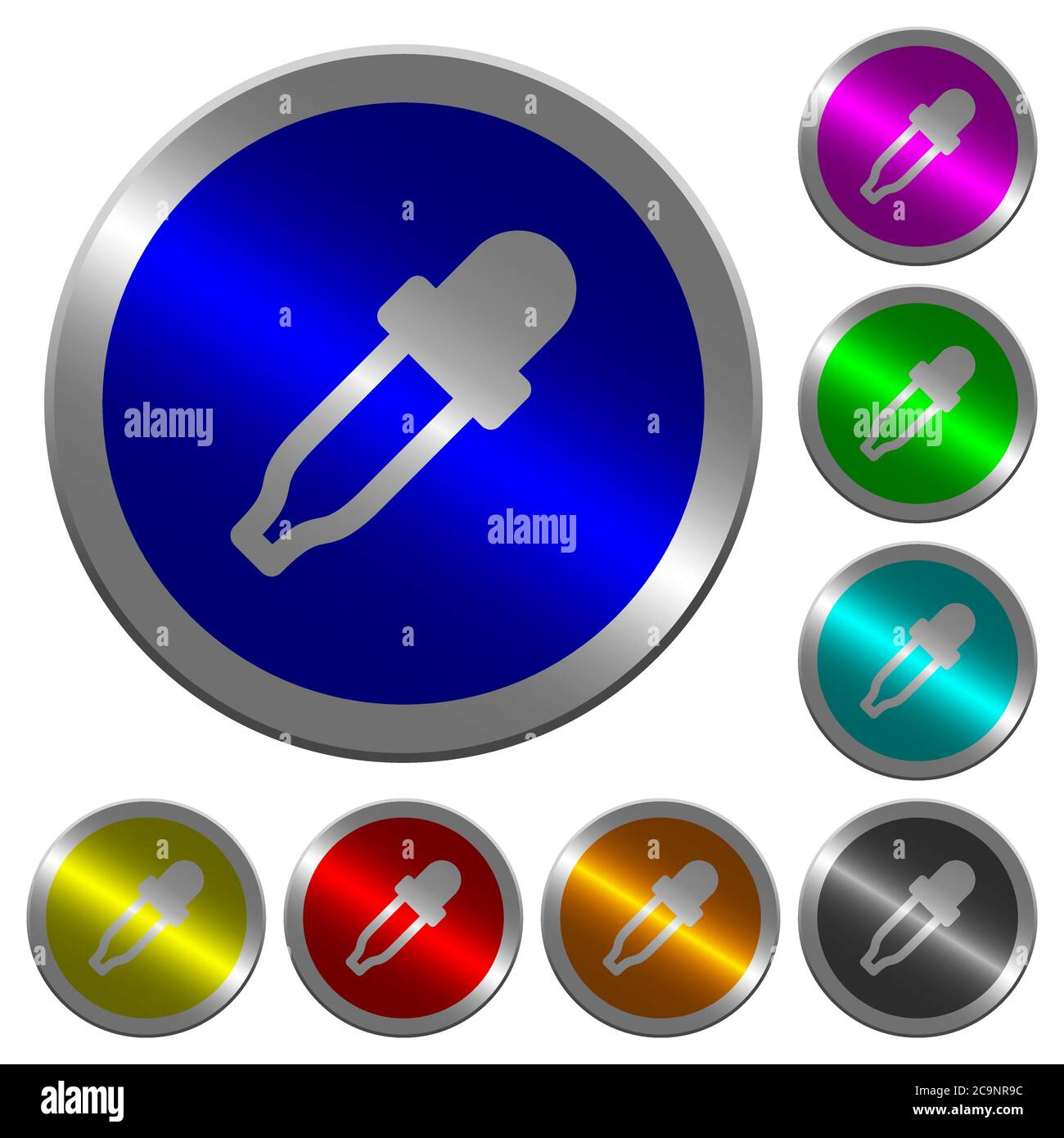 Color picker icons on round luminous coin-like color steel buttons ... Color picker icons on round luminous coin-like color steel buttons ...
