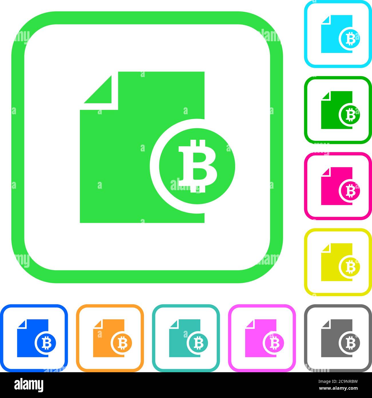 Bitcoin financial report vivid colored flat icons in curved borders on ...