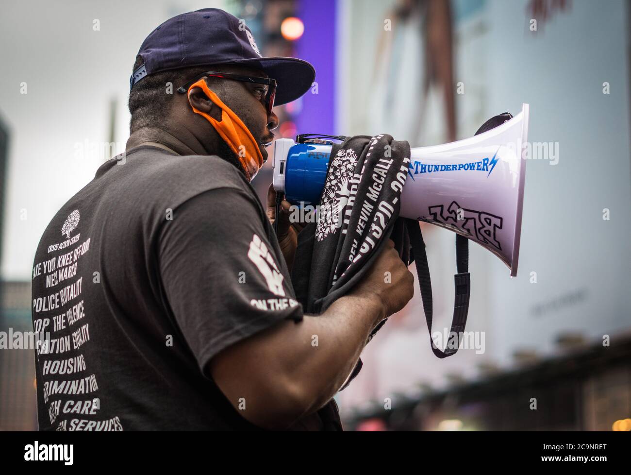 Rev. Kevin McCall and the Crisis Action Center lead a march from Times ...