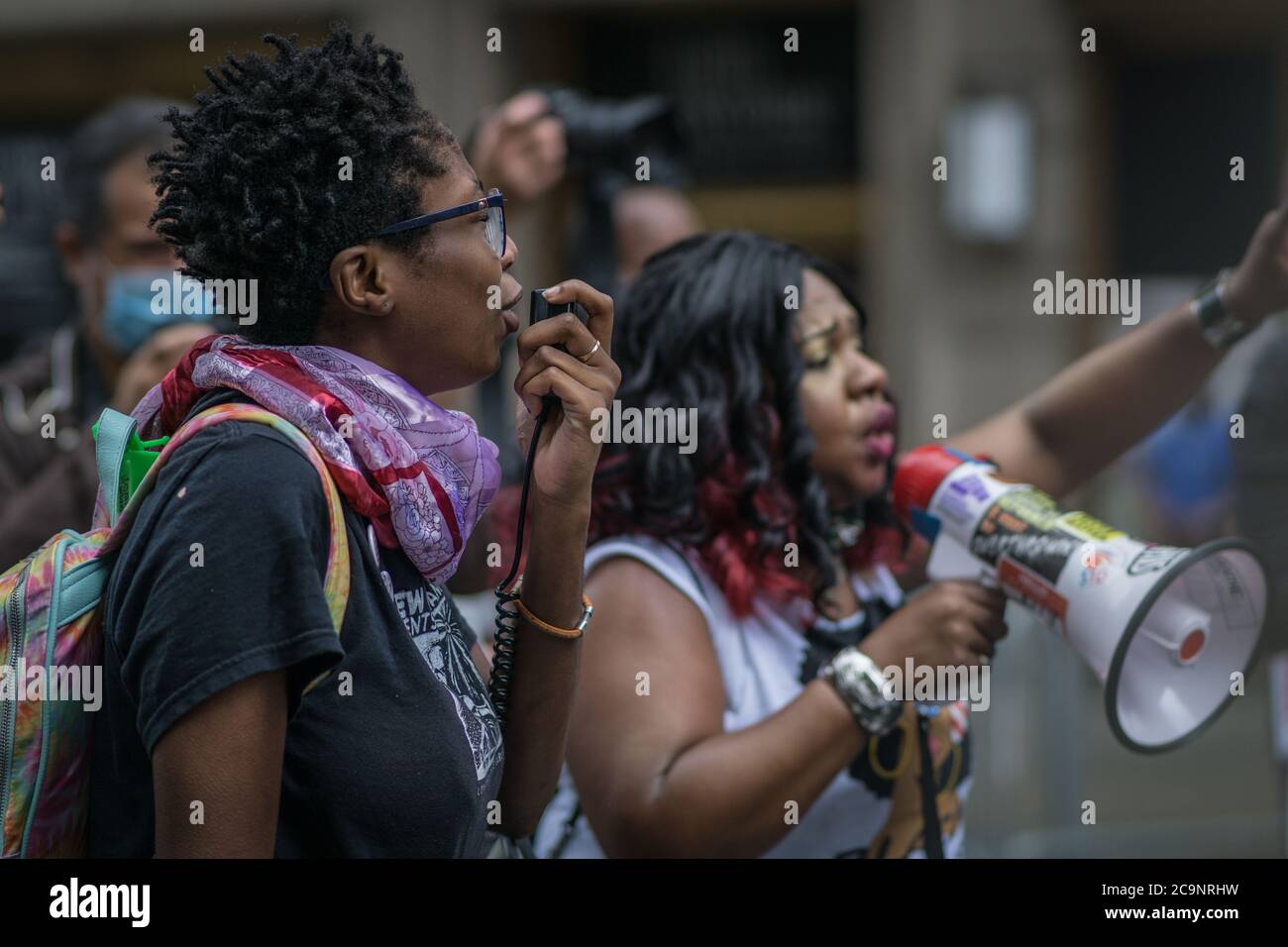 Rev. Kevin McCall and the Crisis Action Center lead a march from Times ...