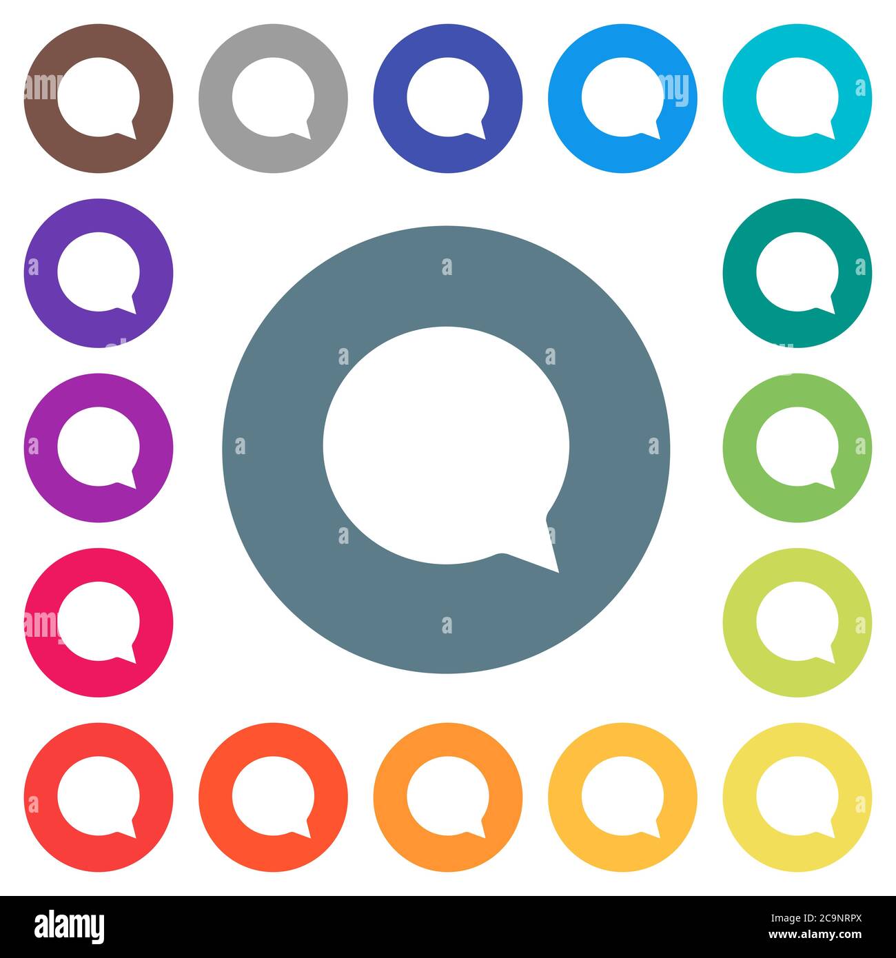 Blank chat bubble flat white icons on round color backgrounds. 17 ...