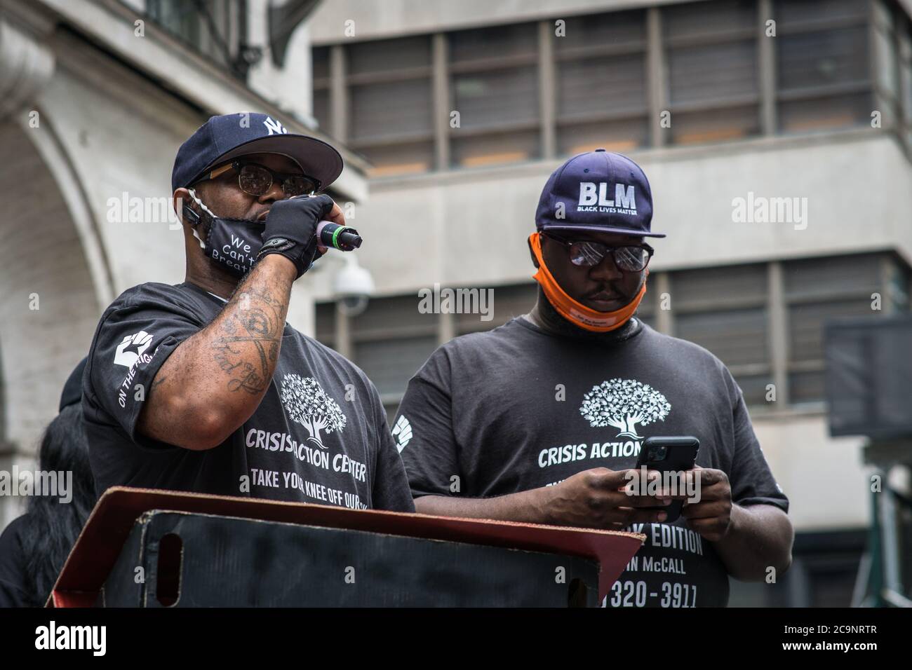 Rev. Kevin McCall and the Crisis Action Center lead a march from Times ...