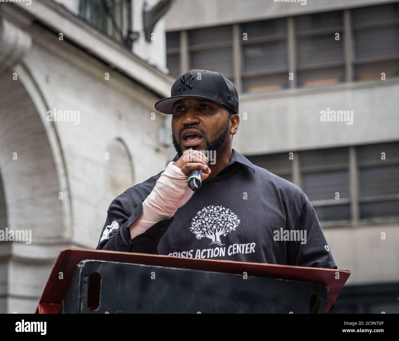 Rev. Kevin McCall and the Crisis Action Center lead a march from Times ...