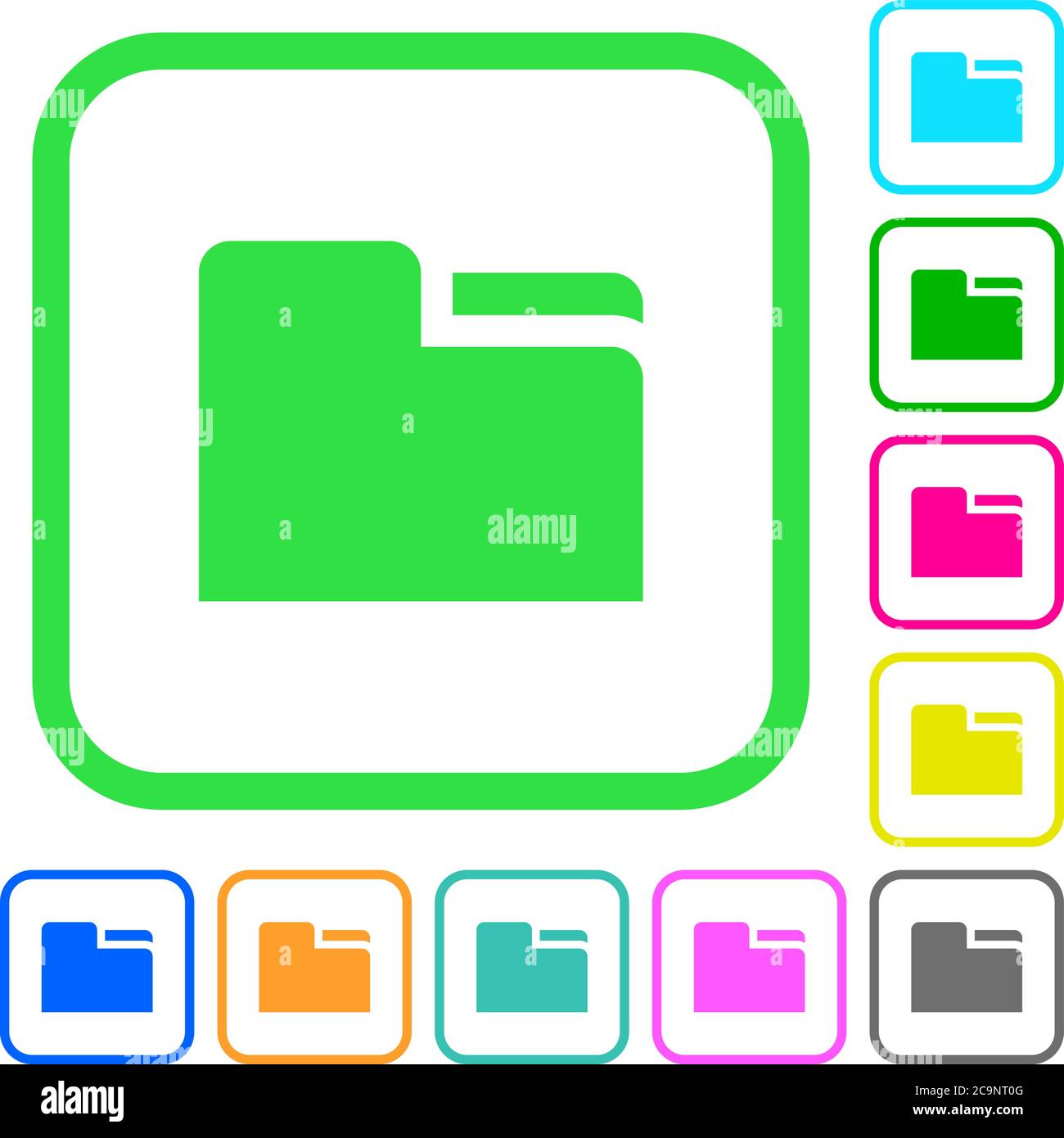 Tab folder vivid colored flat icons in curved borders on white ...