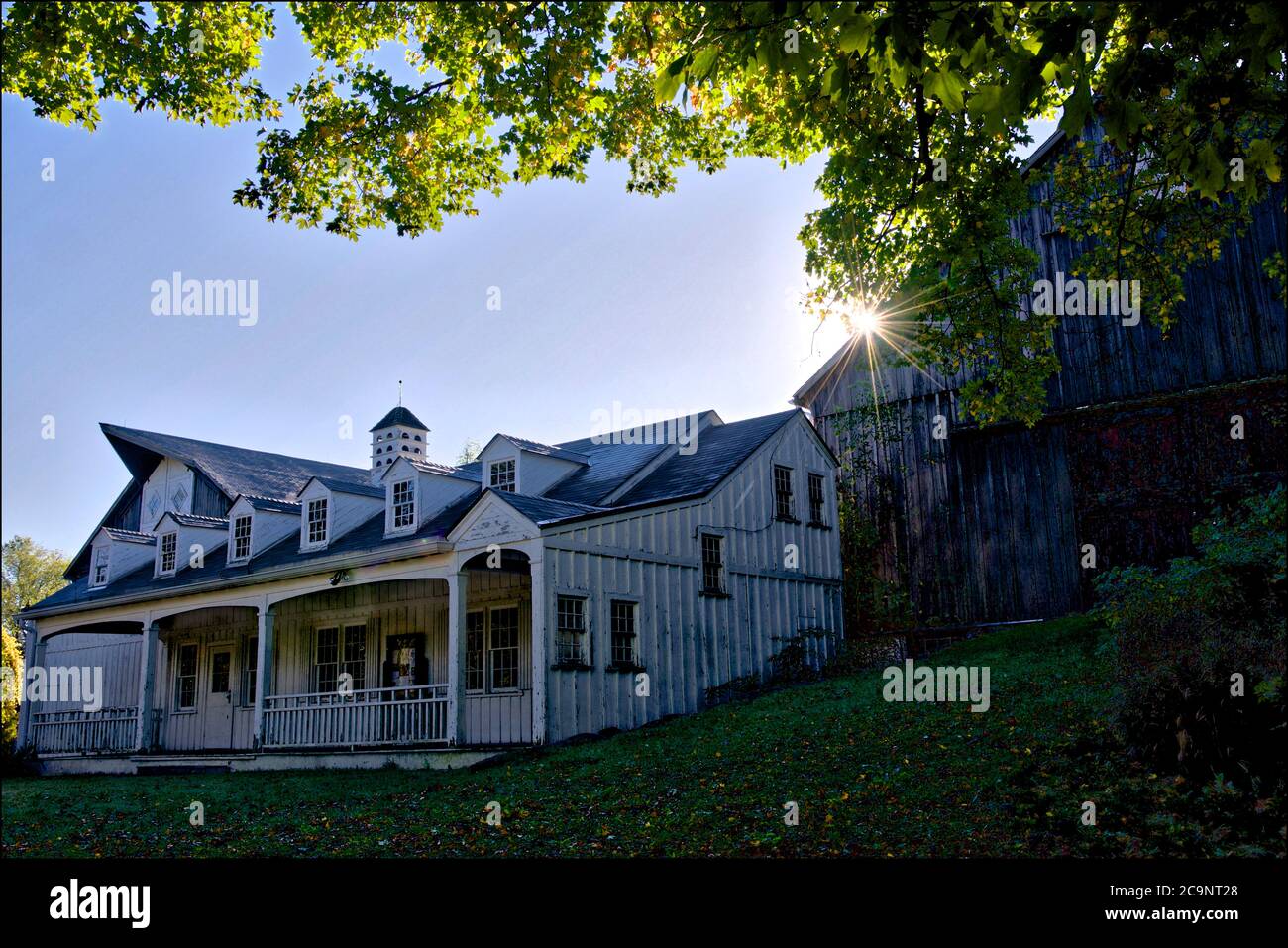 Sunrise through the farmhouse in the farm in autumn Stock Photo - Alamy
