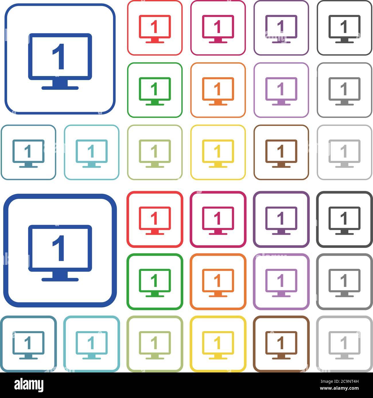 Primary display color flat icons in rounded square frames. Thin and ...
