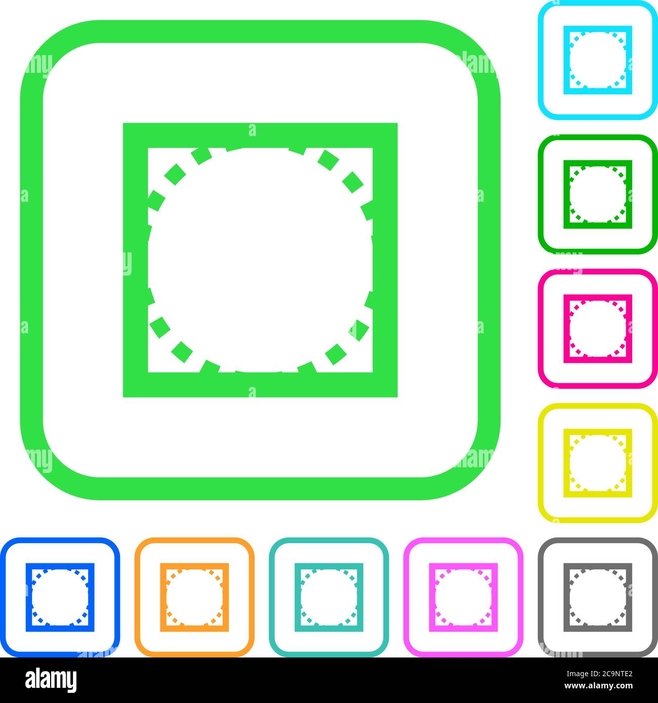 Rounded corner settings vivid colored flat icons in curved borders on ...