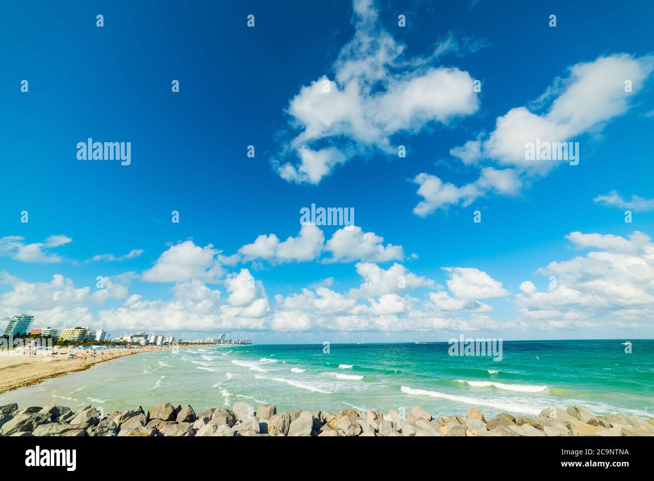South Beach shore seen from South Pointe Pier. Miami Beach, USA Stock ...