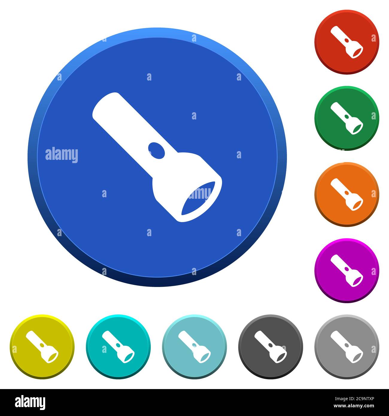 Flashlight round color beveled buttons with smooth surfaces and flat ...
