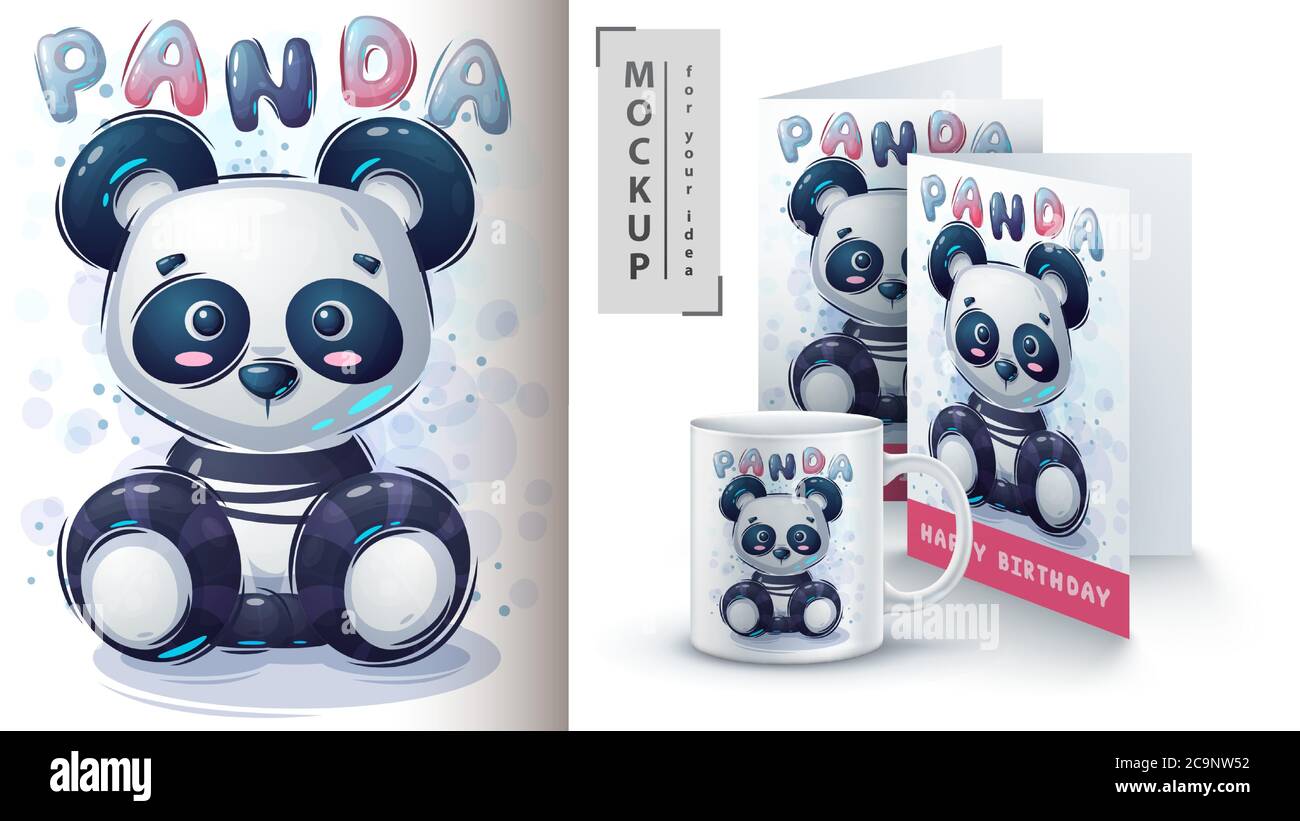 Teddy panda poster and merchandising Stock Vector Image & Art - Alamy