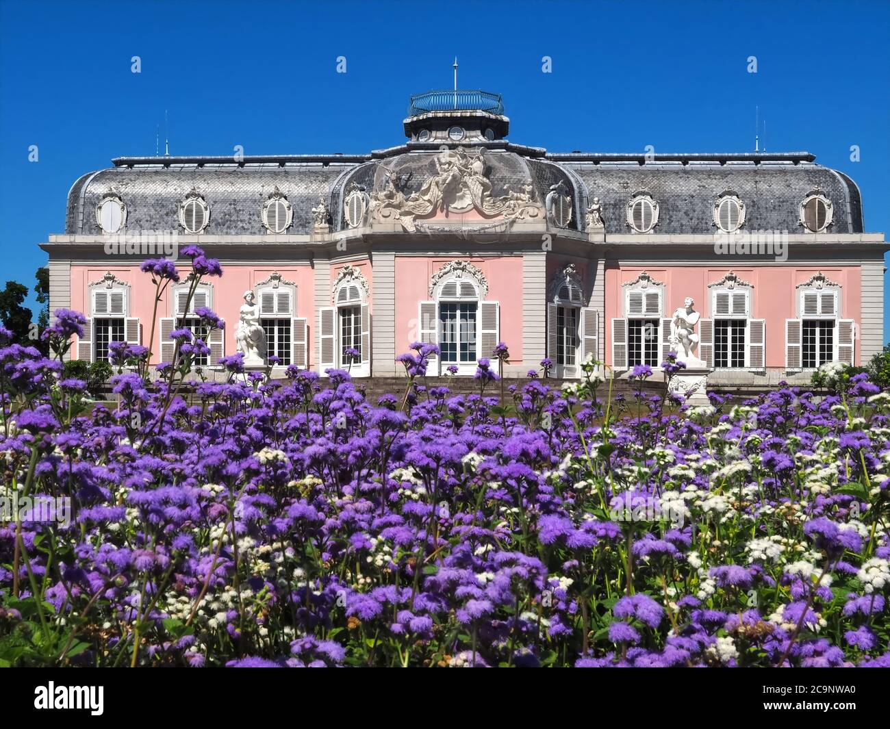 Romantic pink castle in Duesseldorf Schloss Benrath with a beautiful ...