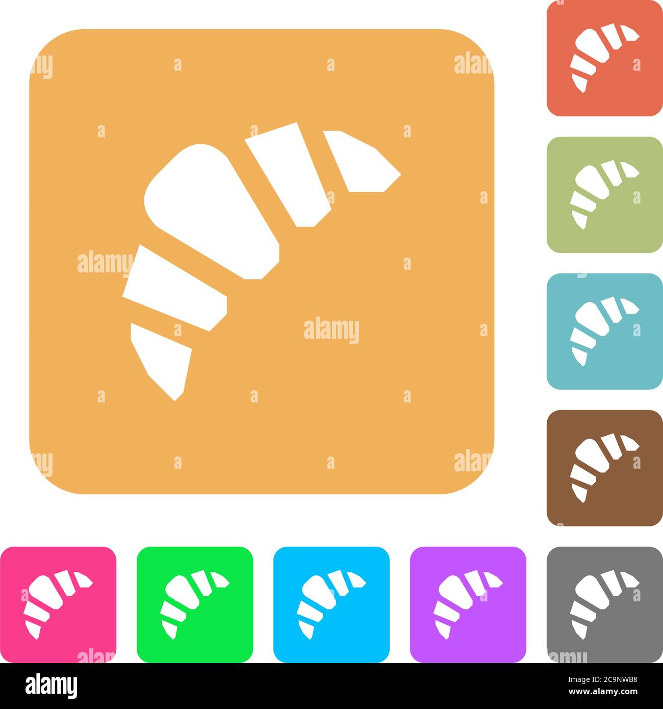 Bakery flat icons on rounded square vivid color backgrounds Stock ...