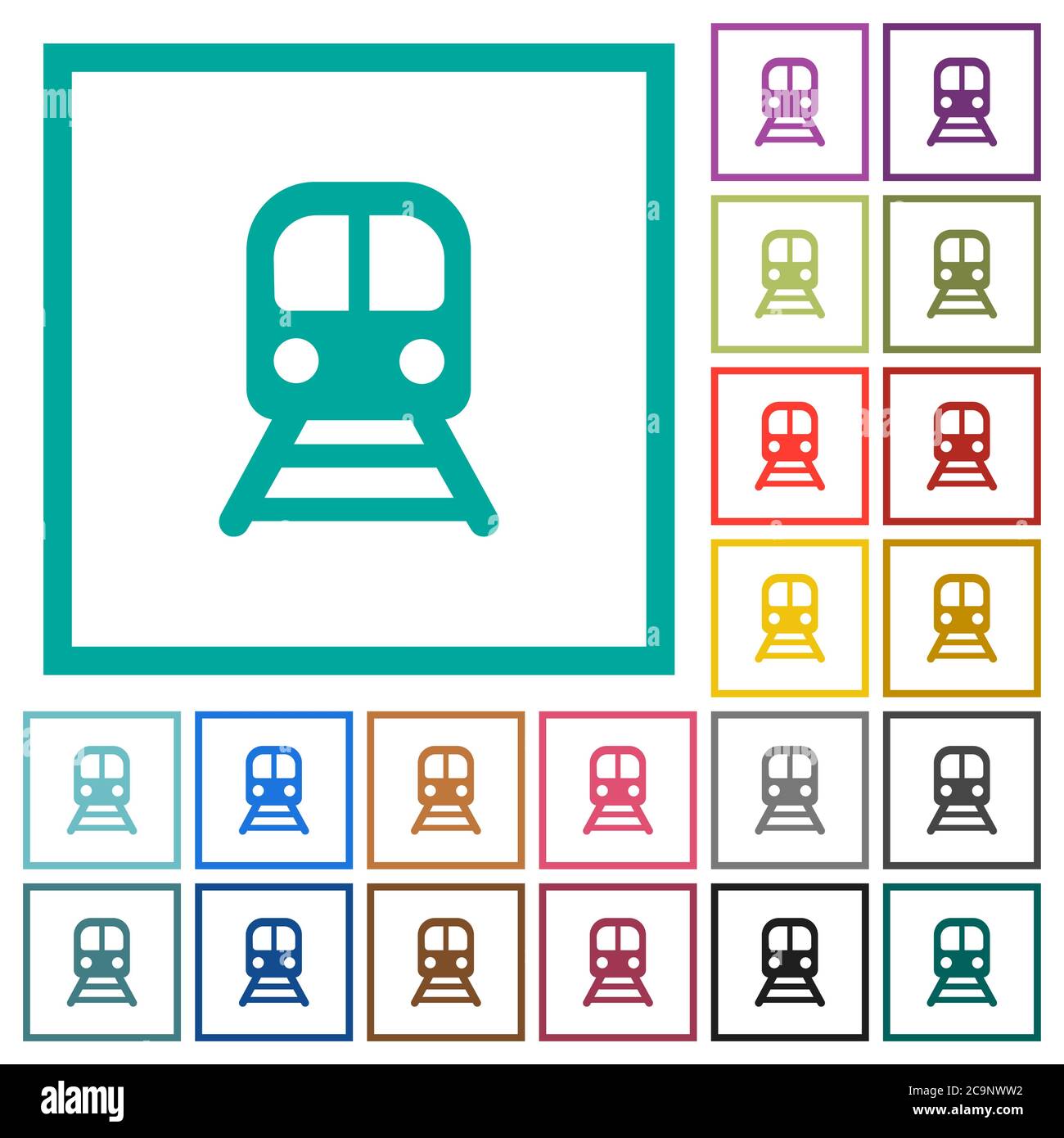 Train flat color icons with quadrant frames on white background Stock Vector Image & Art - Alamy