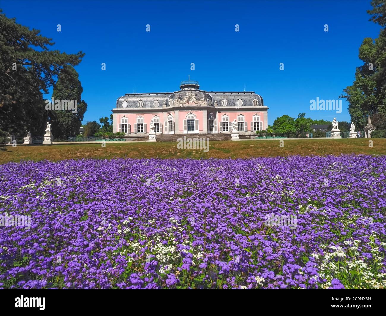 Romantic pink castle in Duesseldorf Schloss Benrath with a beautiful ...