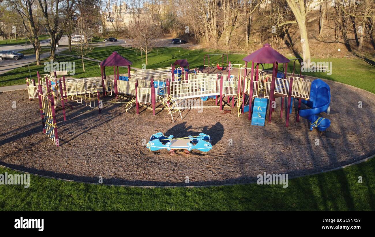 Thames Park Play ground closed with caution tape in London Ontario ...