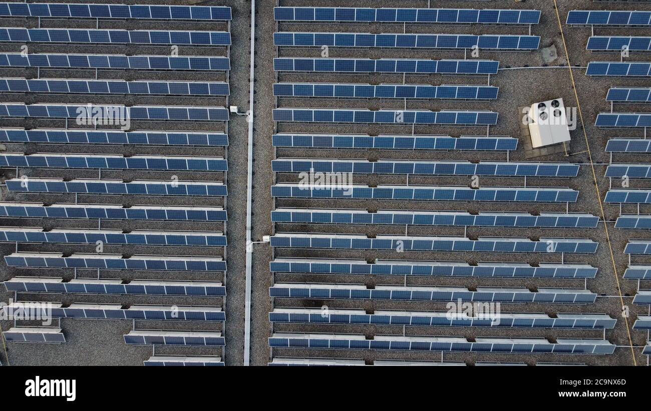 Solar Panels on top of a building in Canada Aerial Stock Photo - Alamy