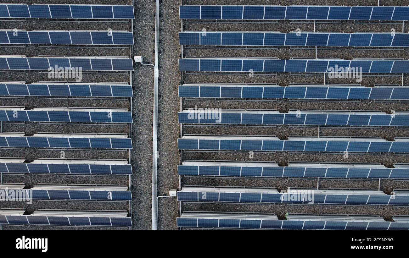 Solar Panels on top of a building in Canada Aerial Stock Photo - Alamy
