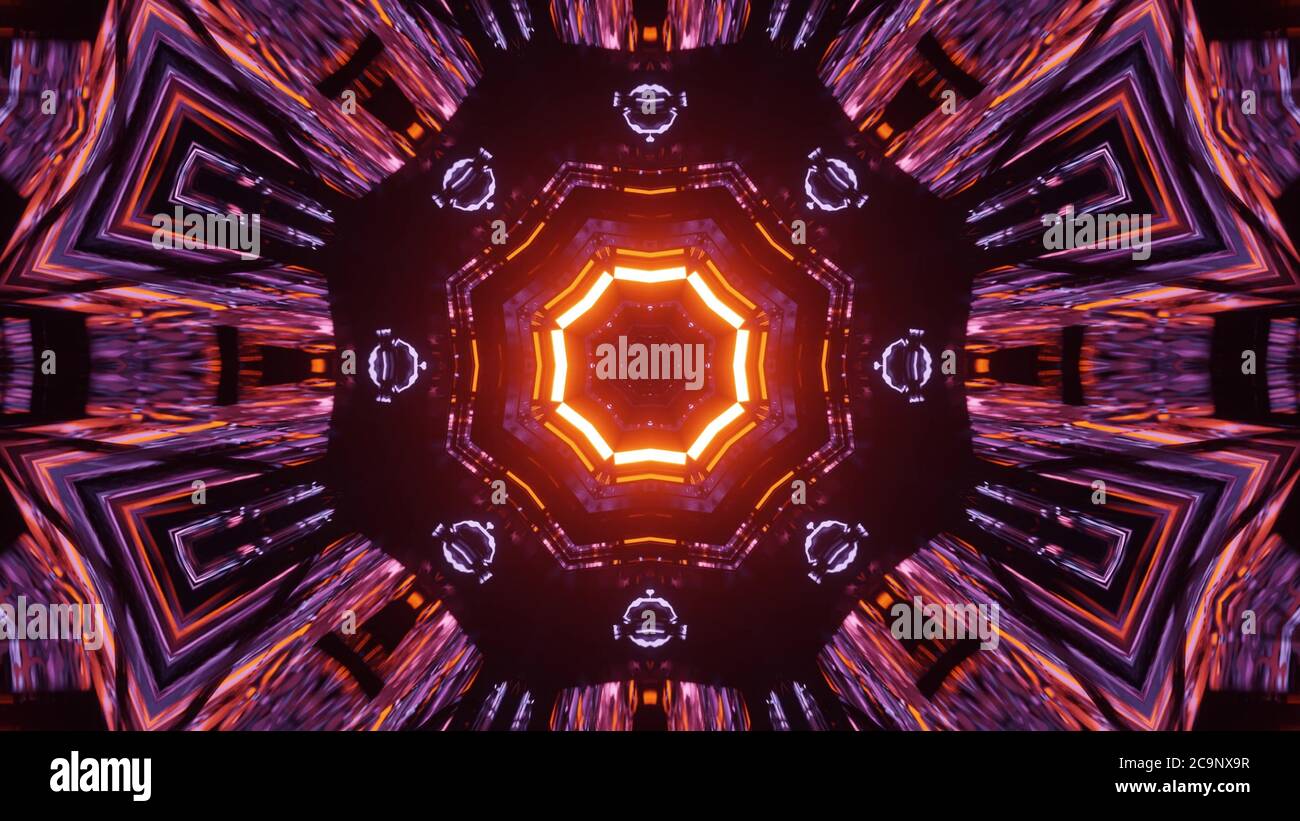 3D Illustration Fiery Octagon Sun Background Stock Photo - Alamy