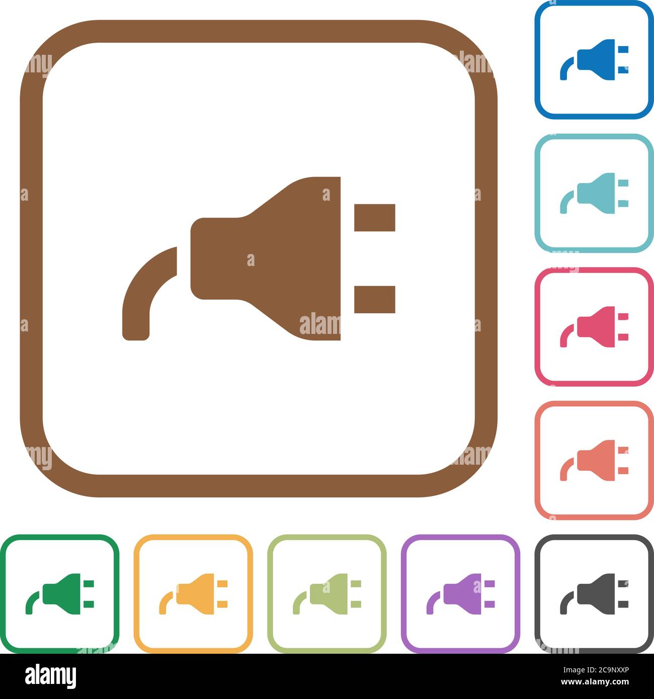 Power plug simple icons in color rounded square frames on white background Stock Vector Image ...