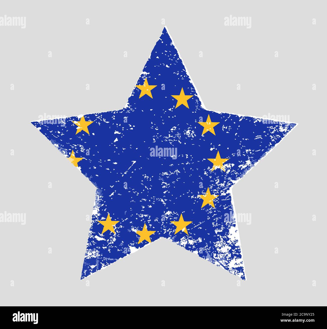 Vector illustration of star shaped grunge old distressed flag of EU ...