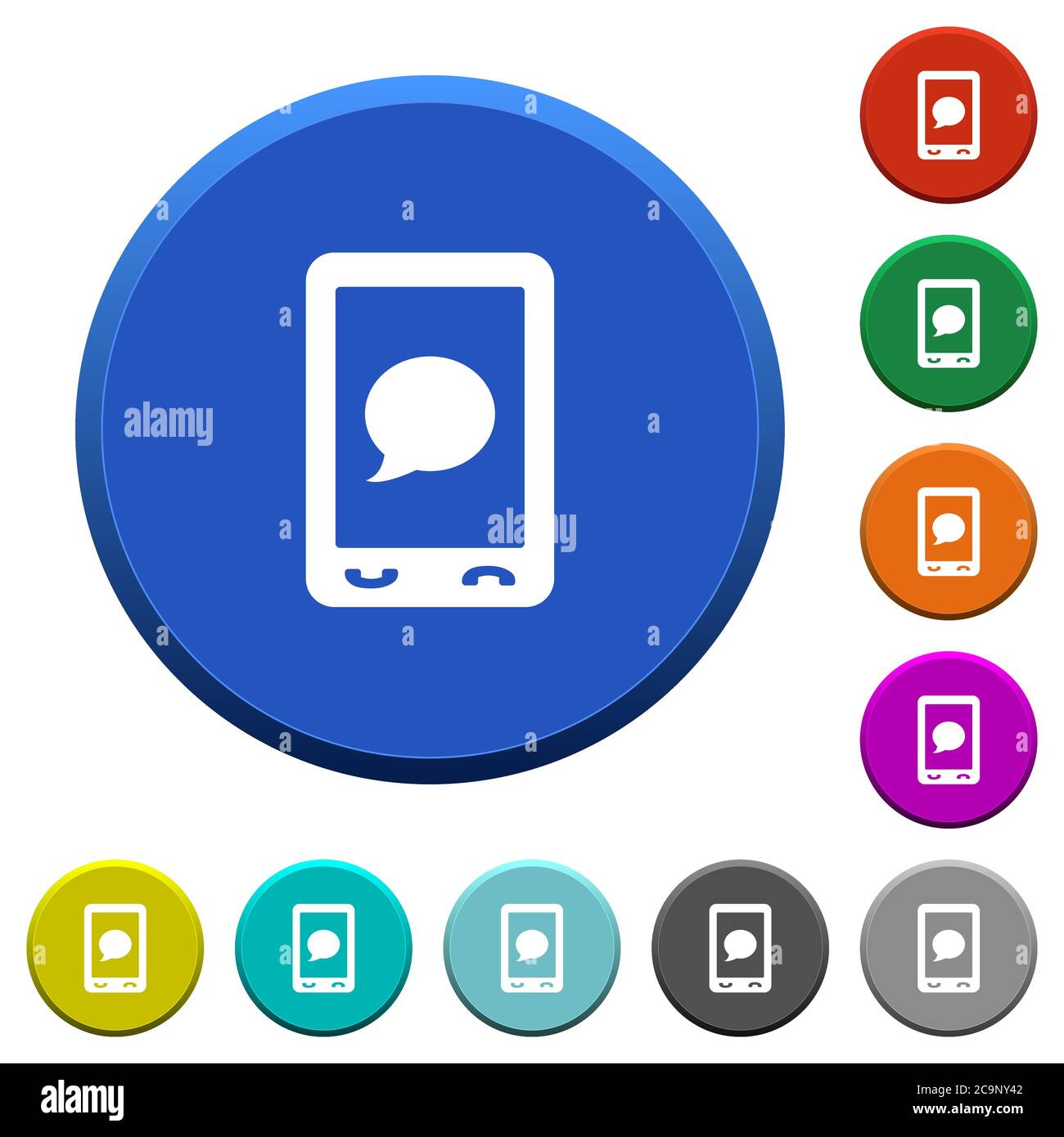 Mobile sms message round color beveled buttons with smooth surfaces and ...