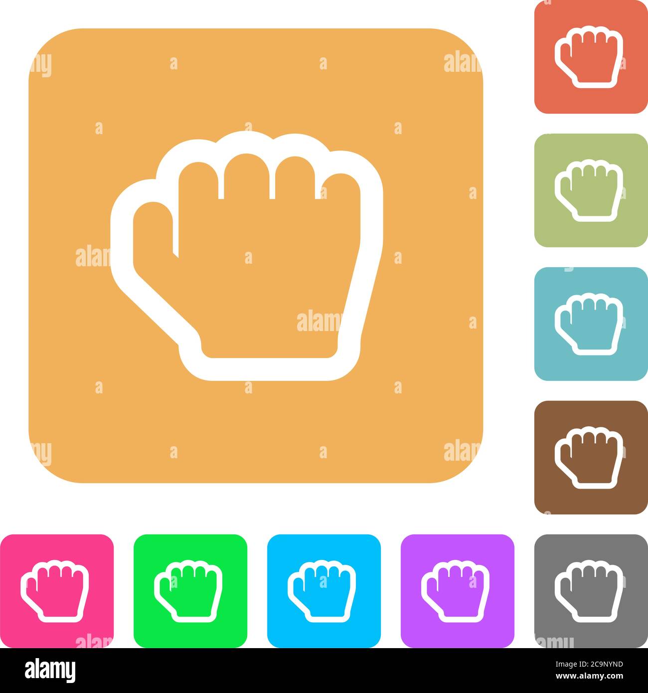 Grab cursor flat icons on rounded square vivid color backgrounds Stock ...