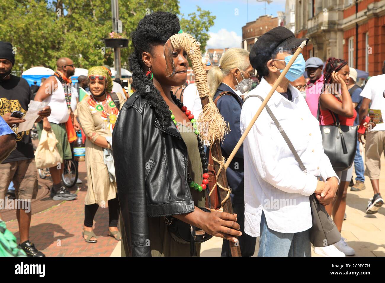 Windrush Square, Brixton, UK. 1st Aug, 2020. Despite the local ...