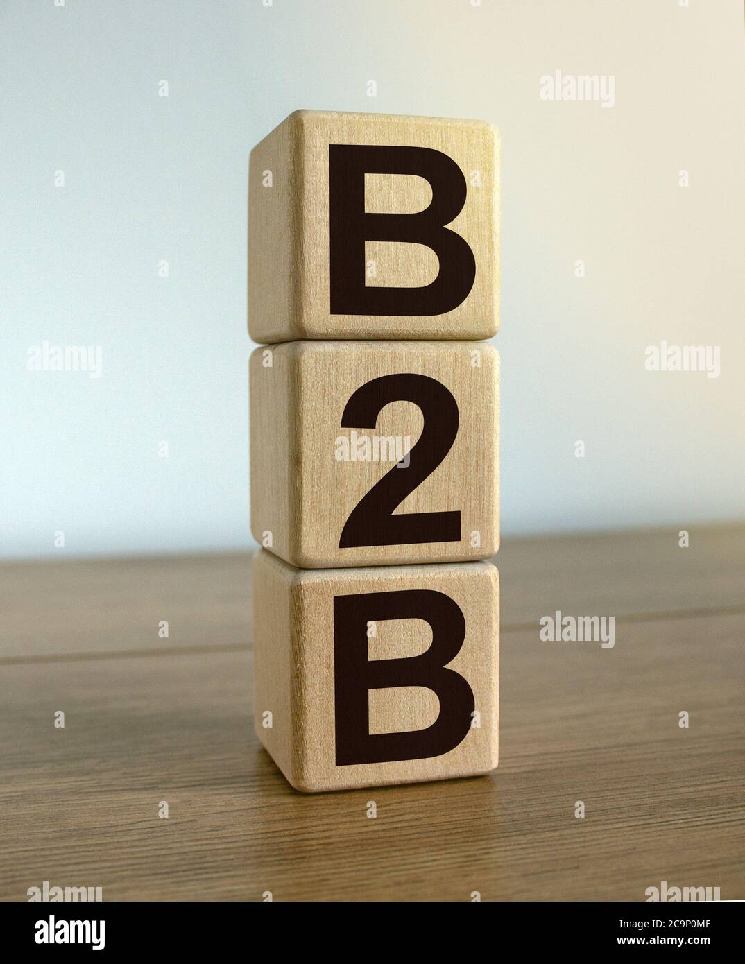 Concept word 'B2B' on cubes on a beautiful white background. Wooden ...