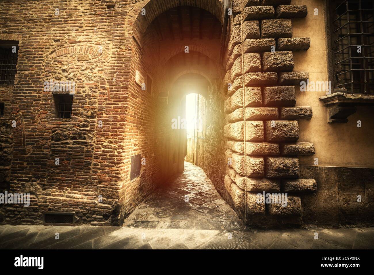 Narrow arches in Montepulciano. Tuscany, Italy Stock Photo - Alamy