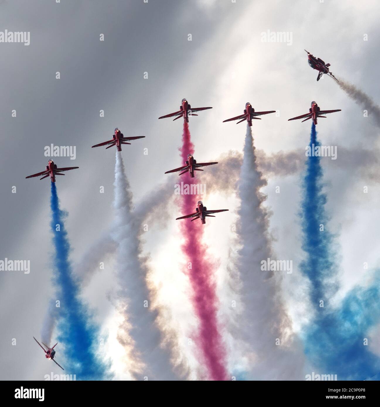 Red Arrows displaying at Dunsfold Wings & Wheels 2018 Stock Photo - Alamy
