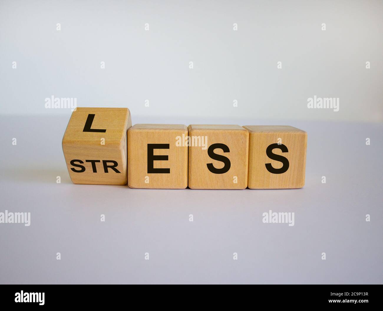 Having less stress or being stress-less. The word 'STRESS' and 'LESS ...