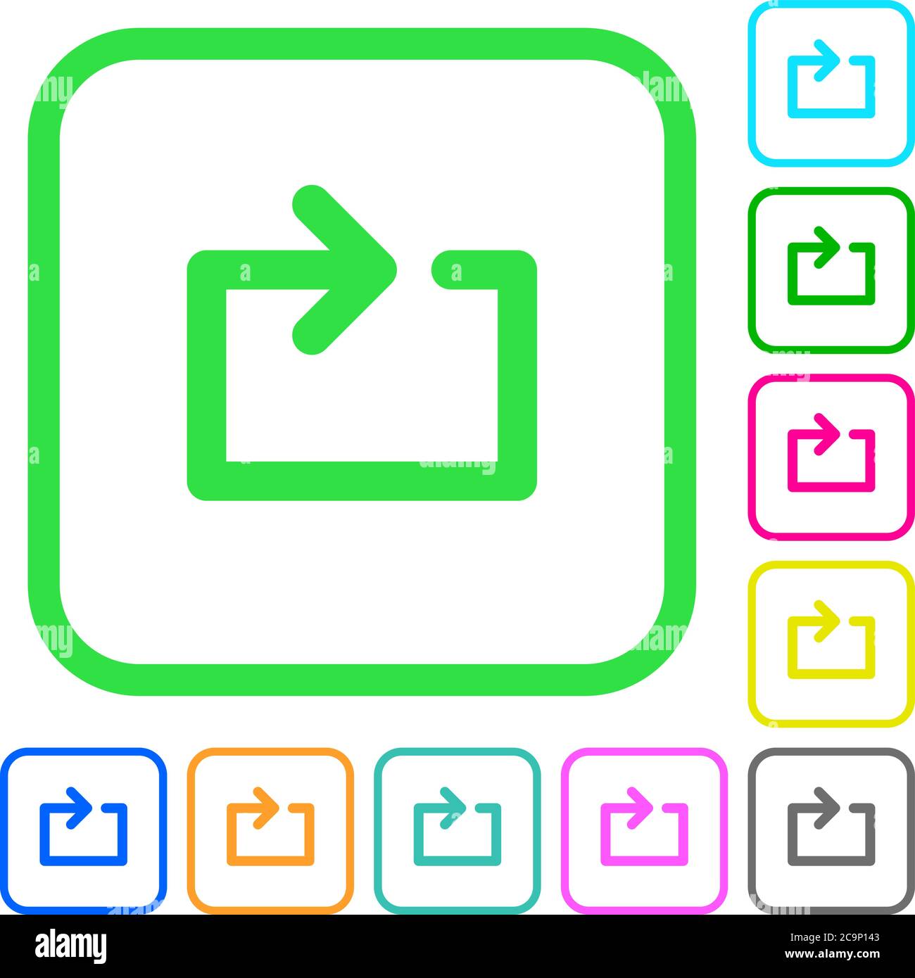 Media loop vivid colored flat icons in curved borders on white ...