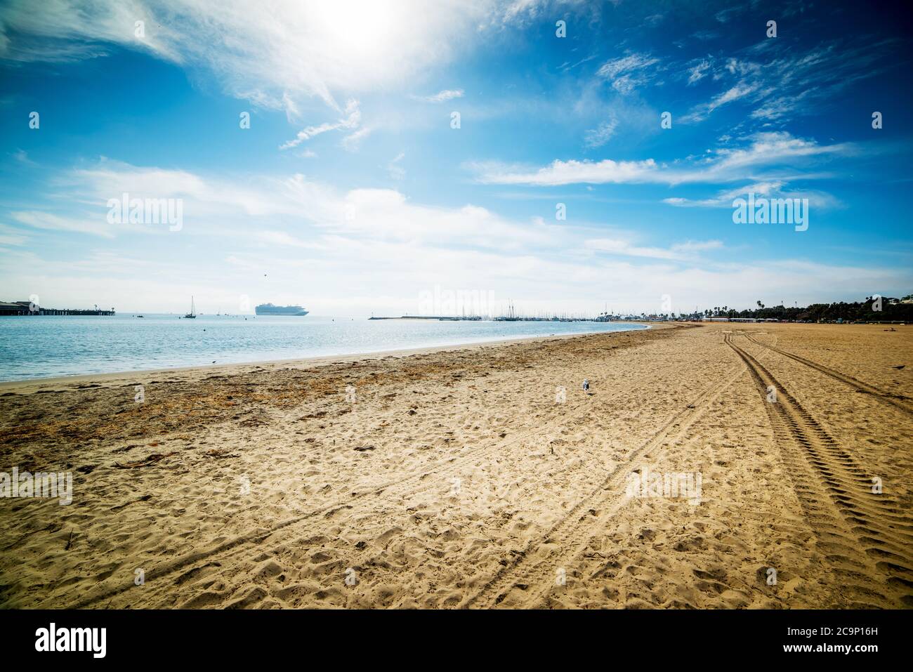 Santa Barbara shore under a cloudy sky. California, USA Stock Photo - Alamy