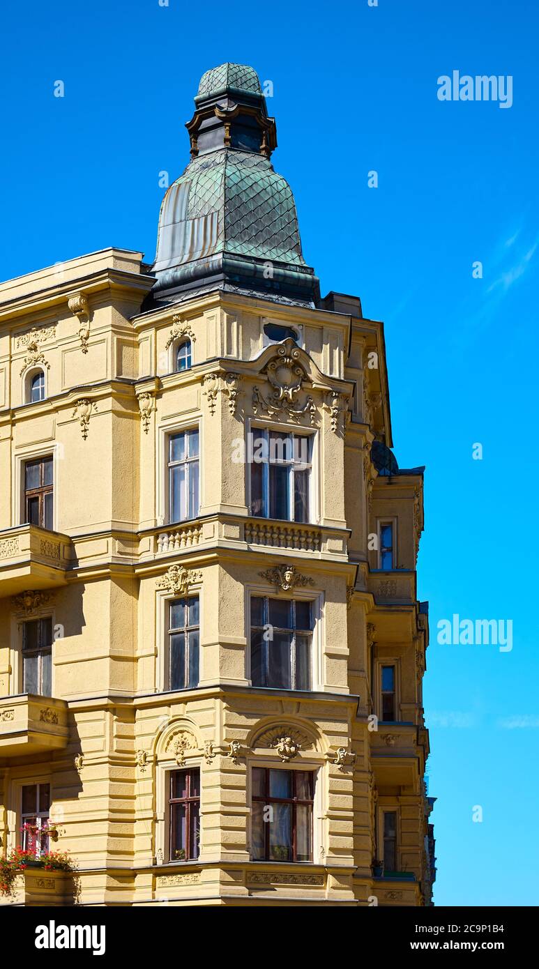 Close up picture of an old corner tenement house on Slaska Street in ...