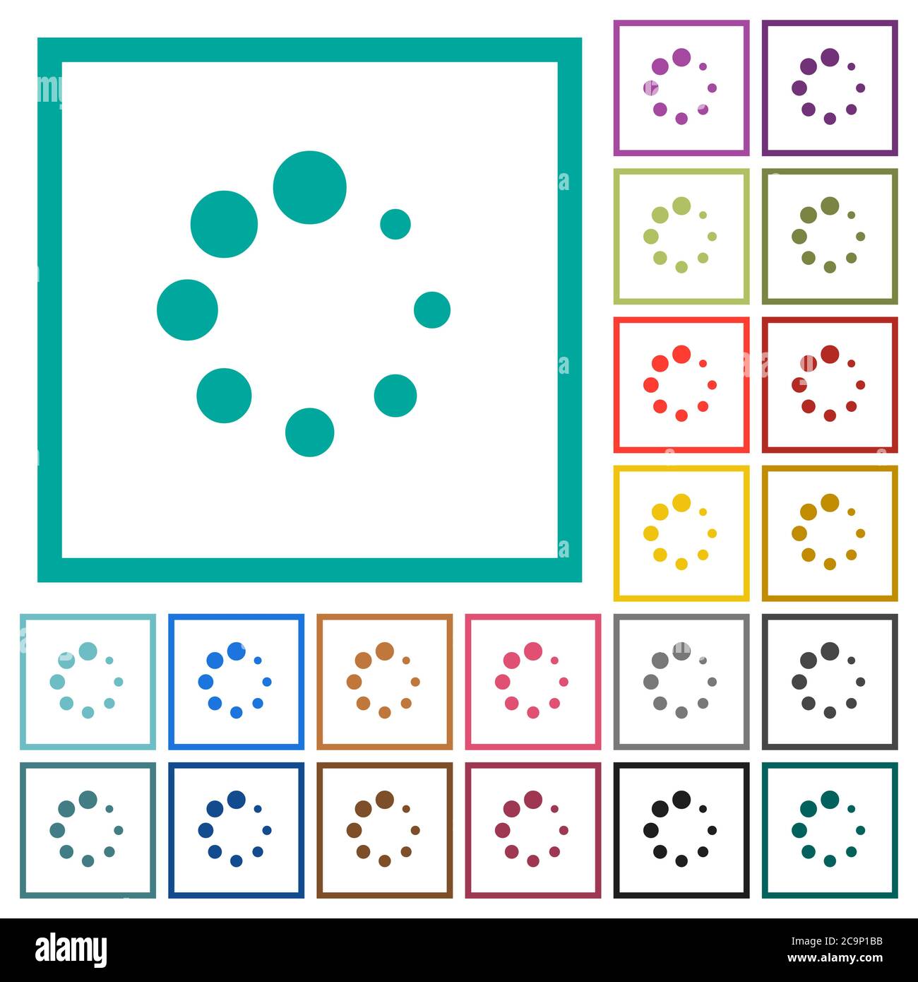 Preloader symbol flat color icons with quadrant frames on white ...