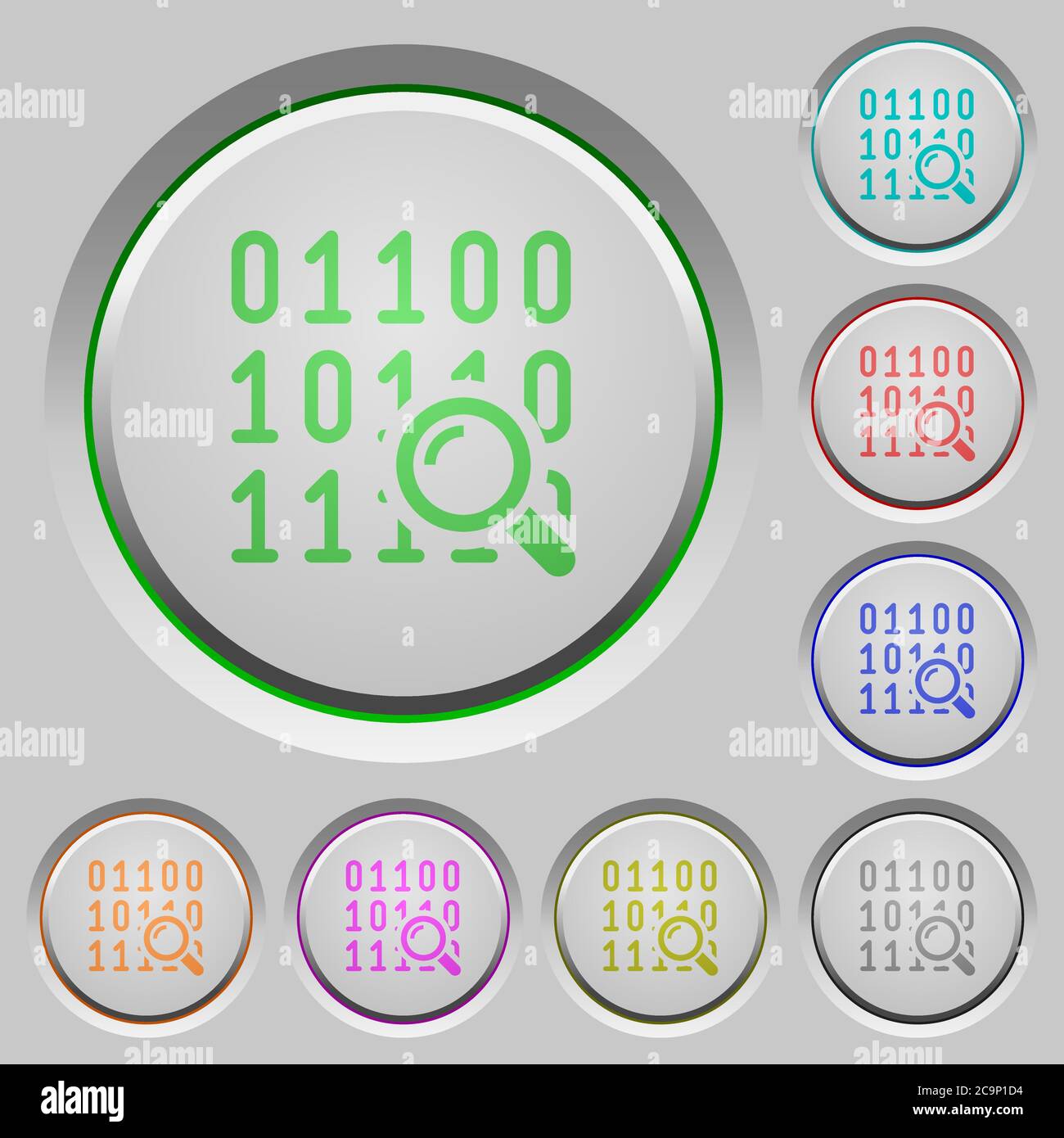 Code analysis color icons on sunk push buttons Stock Vector Image & Art ...