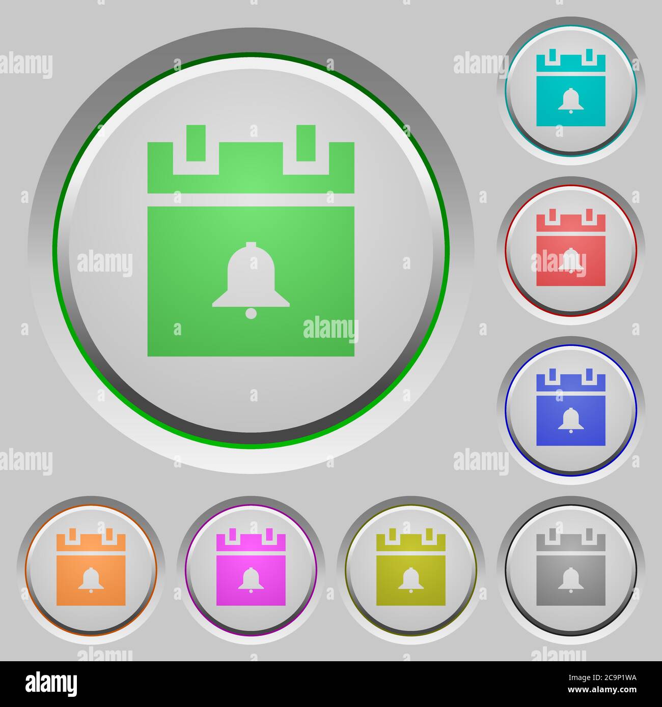 Schedule alarm color icons on sunk push buttons Stock Vector Image ...