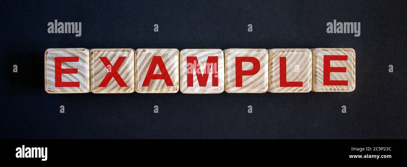 Word 'example' on cubes on beautiful black background.Business concept ...