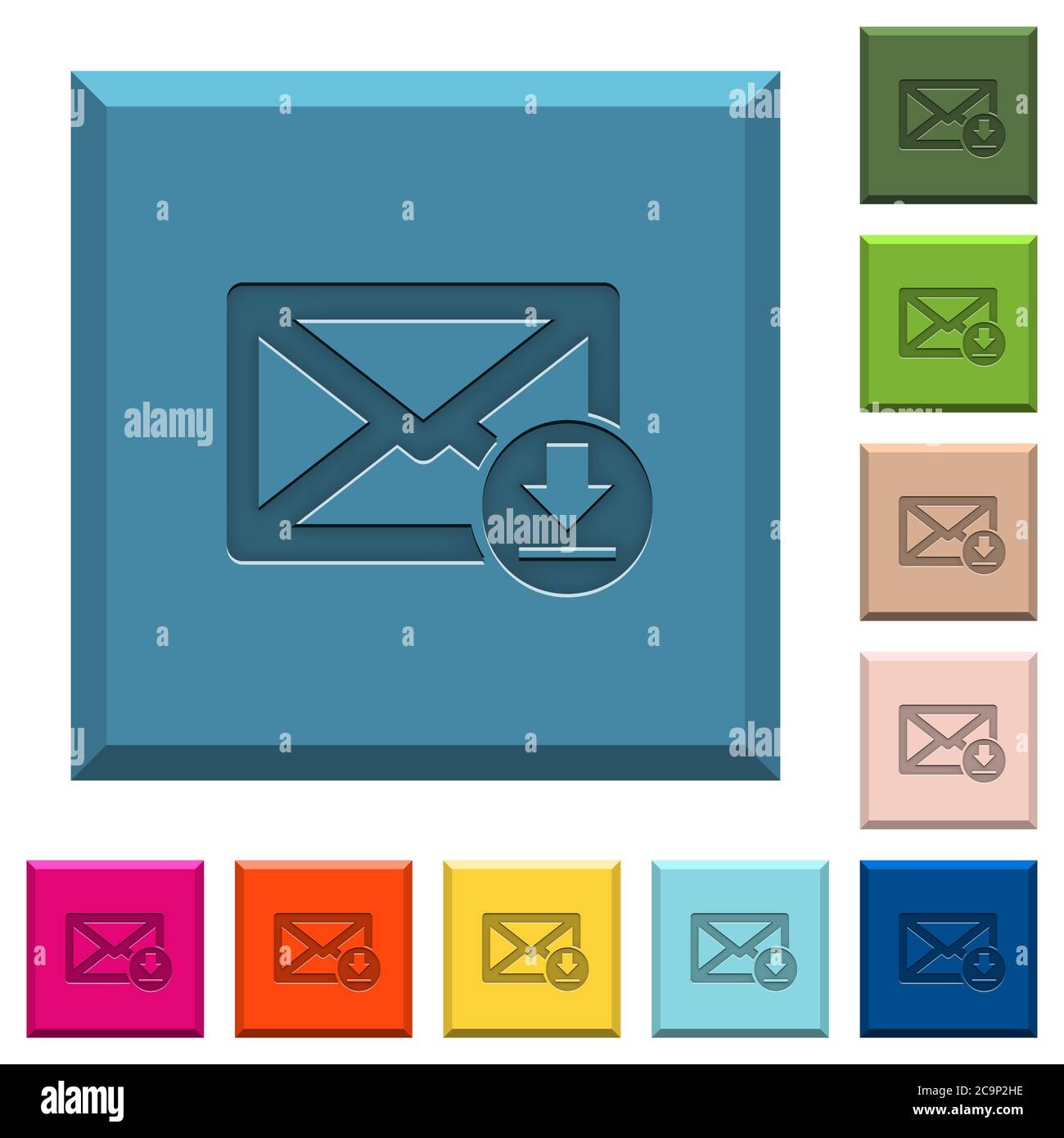 Receive mail engraved icons on edged square buttons in various trendy ...