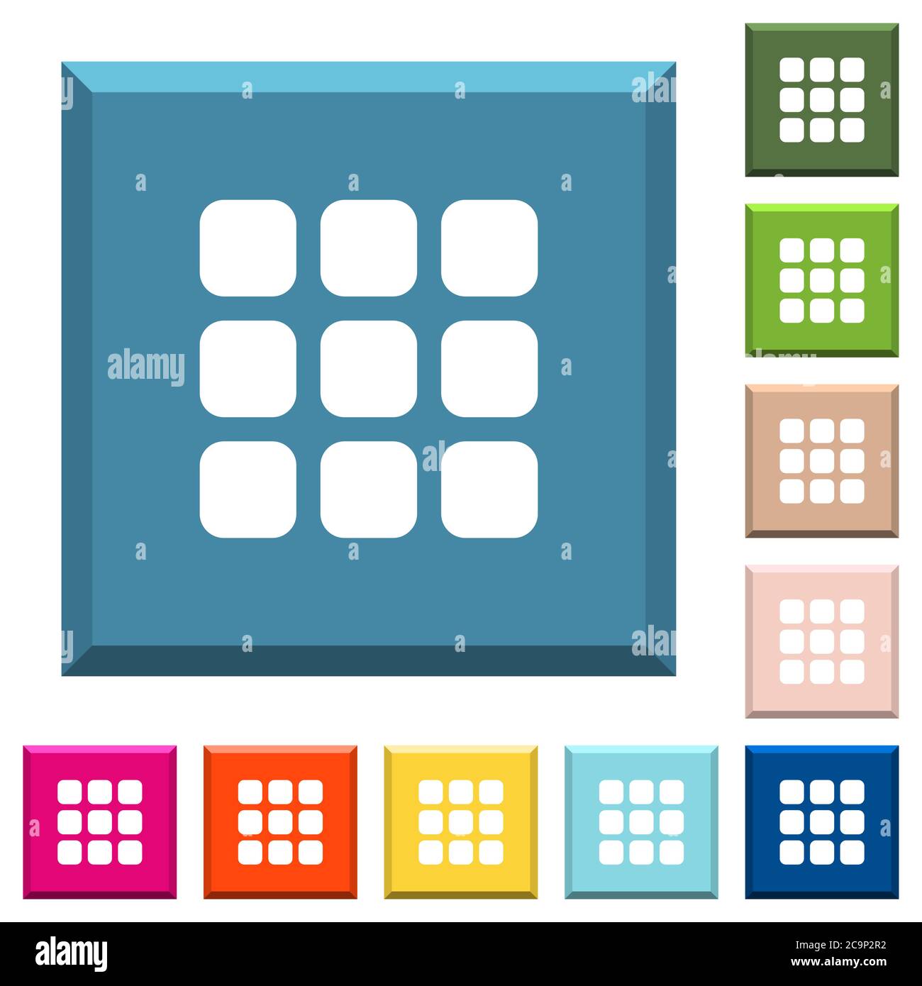 Small thumbnail view mode white icons on edged square buttons in ...