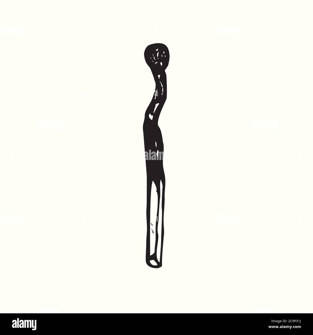 Burnt match, hand drawn doodle, simple line drawing, sketch ...