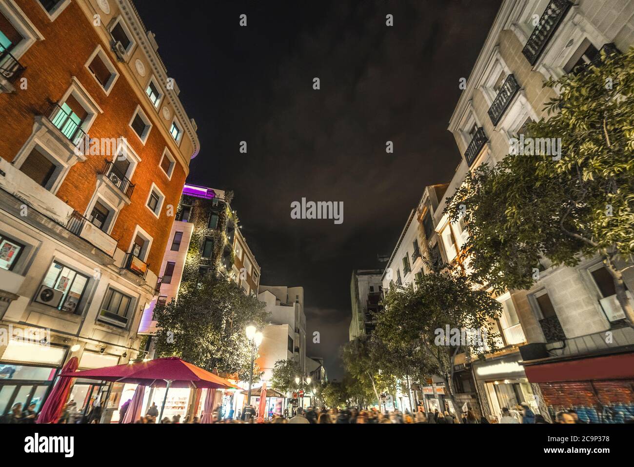 Night life in downtown Madrid, Spain Stock Photo - Alamy