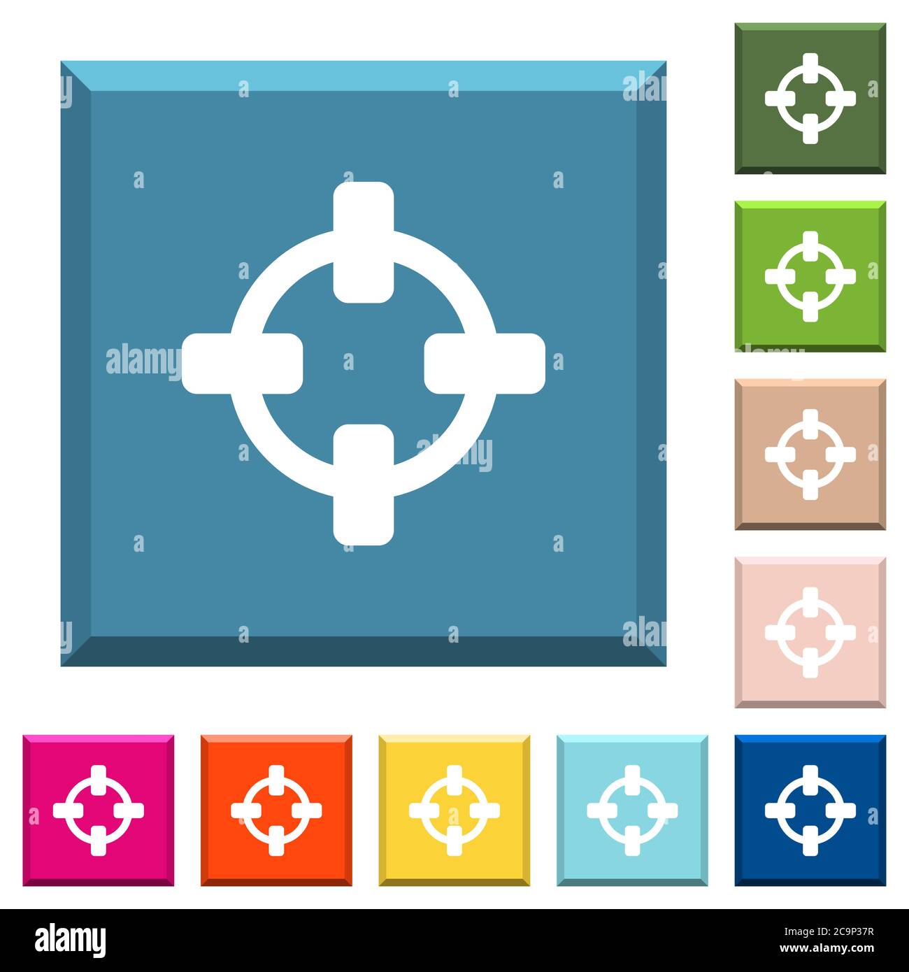 Target white icons on edged square buttons in various trendy colors ...