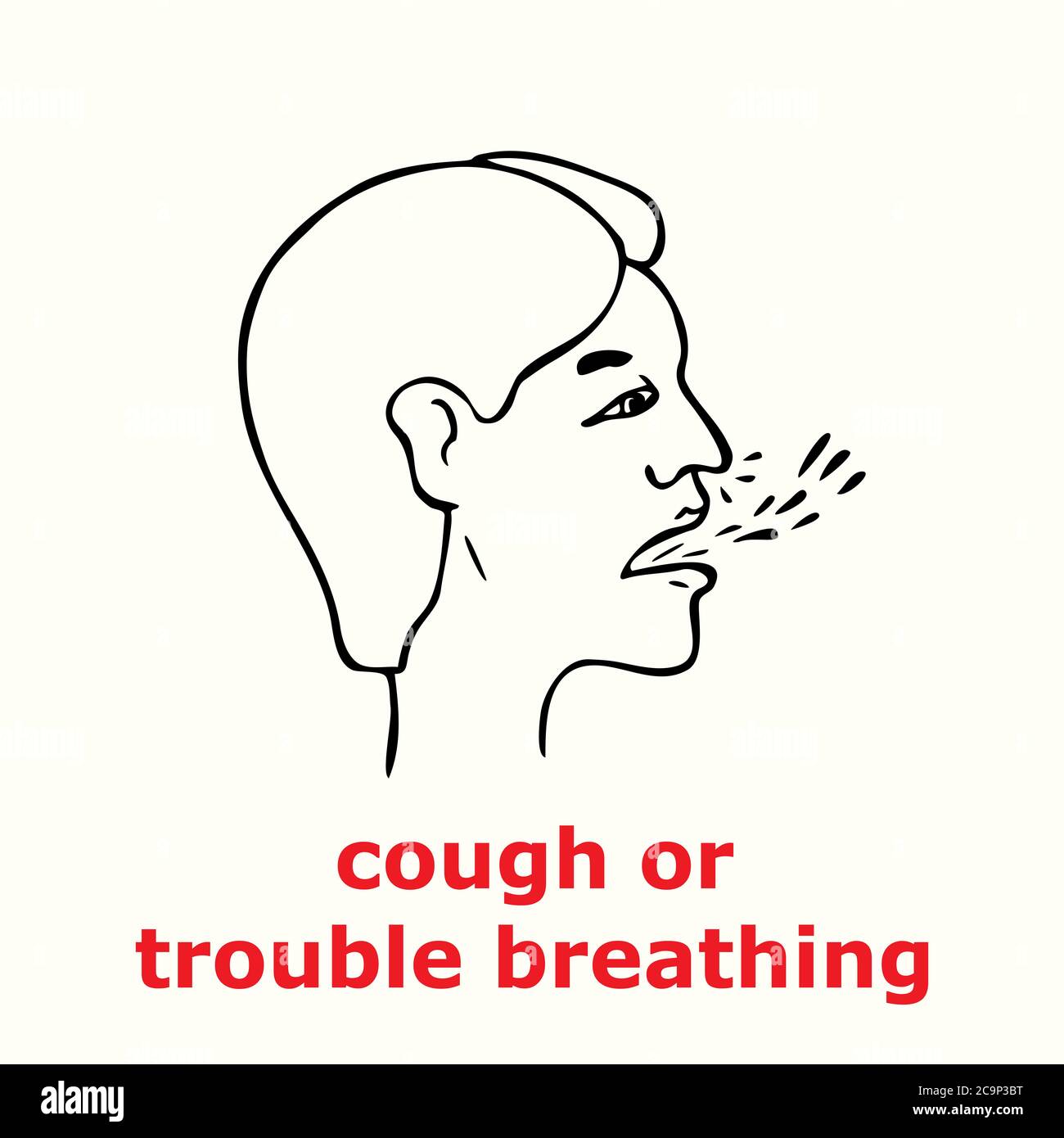 Cough or trouble breathing icon, outline simple doodle drawing Stock ...