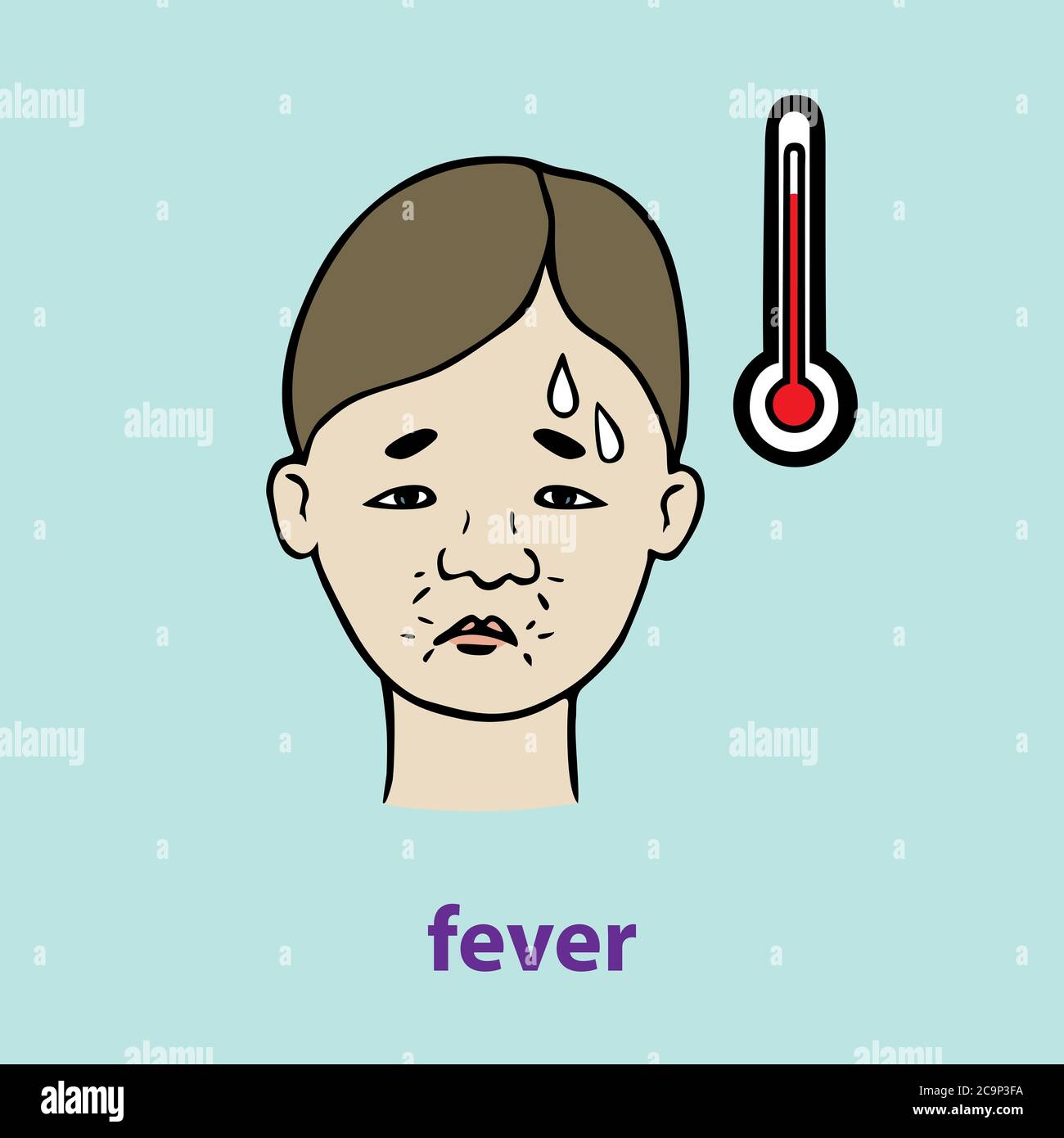 Fever icon, outline simple colorful doodle drawing Stock Photo - Alamy