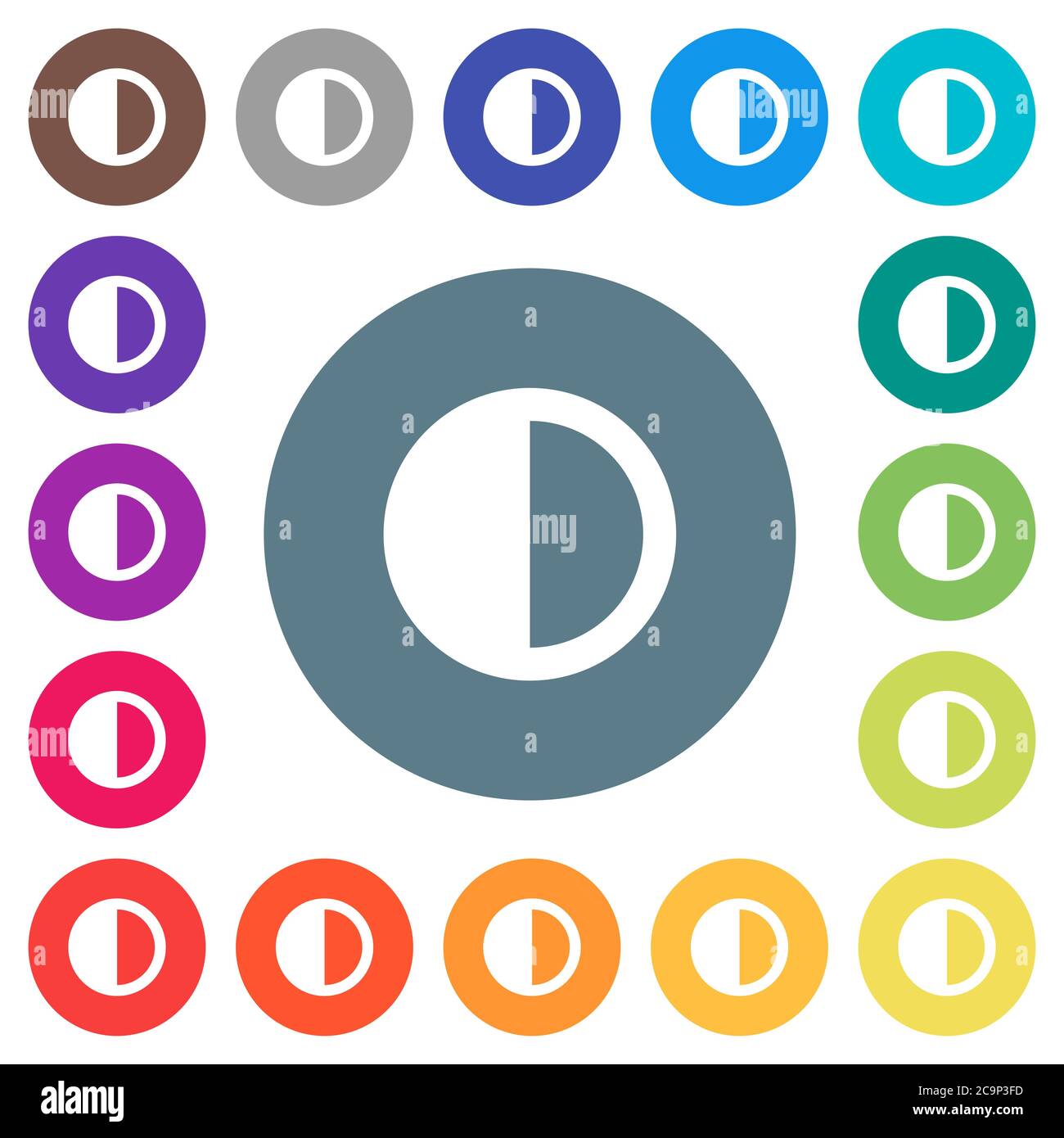 Contrast control flat white icons on round color backgrounds. 17 ...