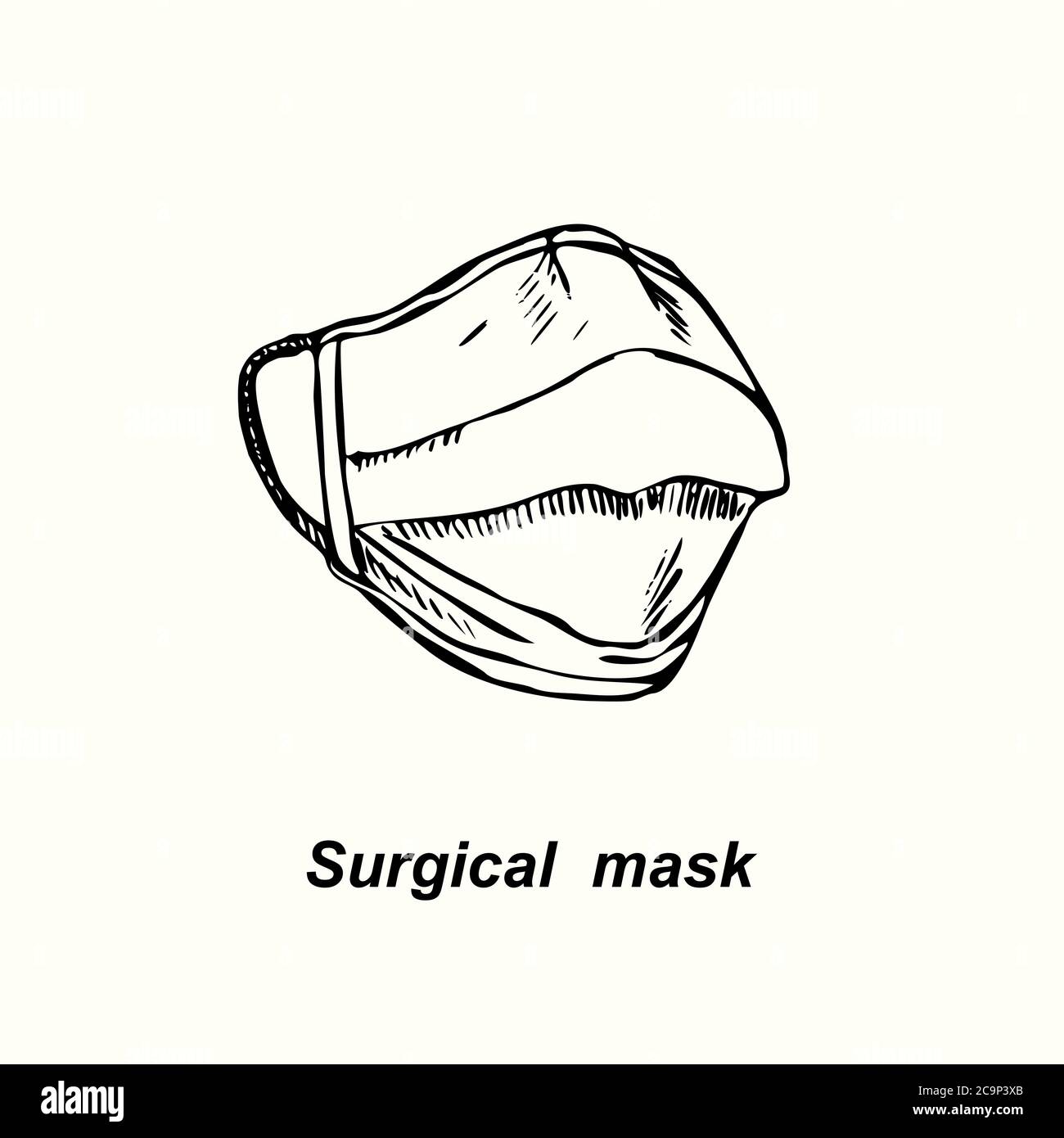 Surgical mask isolated, outline simple doodle drawing Stock Photo - Alamy